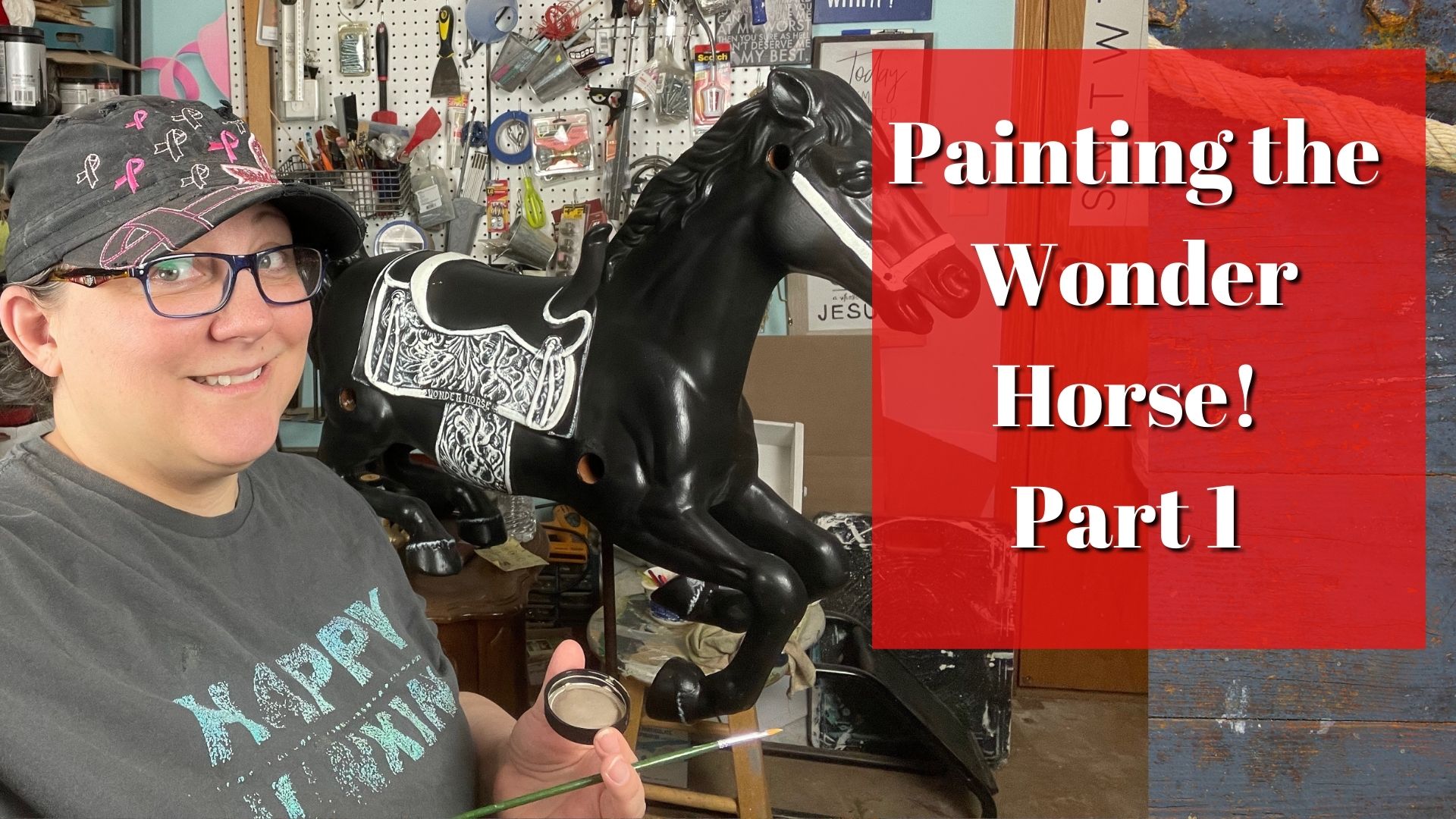 painting the wonder horse for spring junk bonanzaPeony Lane Designs